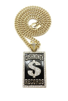 New Ice Bling CASH MONEY RECORDS Pendant with 6mm 24" Cuban Chain | eBay