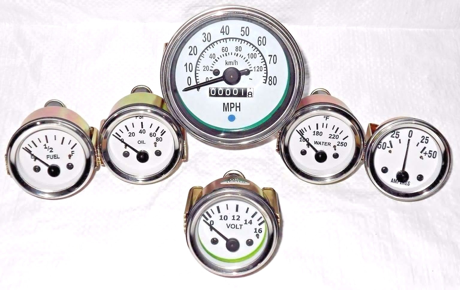 Willys MB gauges Kit- 85 mm Speedometer-Temp-Oil -Fuel- Volt -amp | eBay