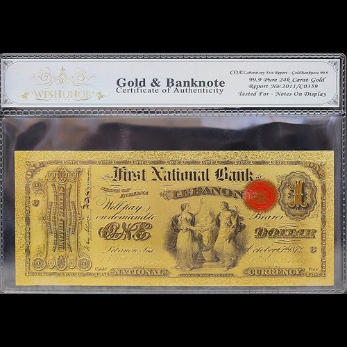 Gold 1865 $1 One Dollar National Note Currency Banknote Collectible ...