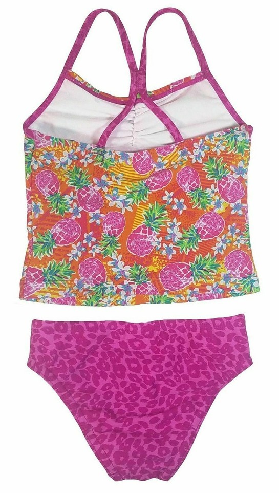 Speedo Girl's Sporty Splice Tankini 2 Piece Swimsuit (16, Pink ...