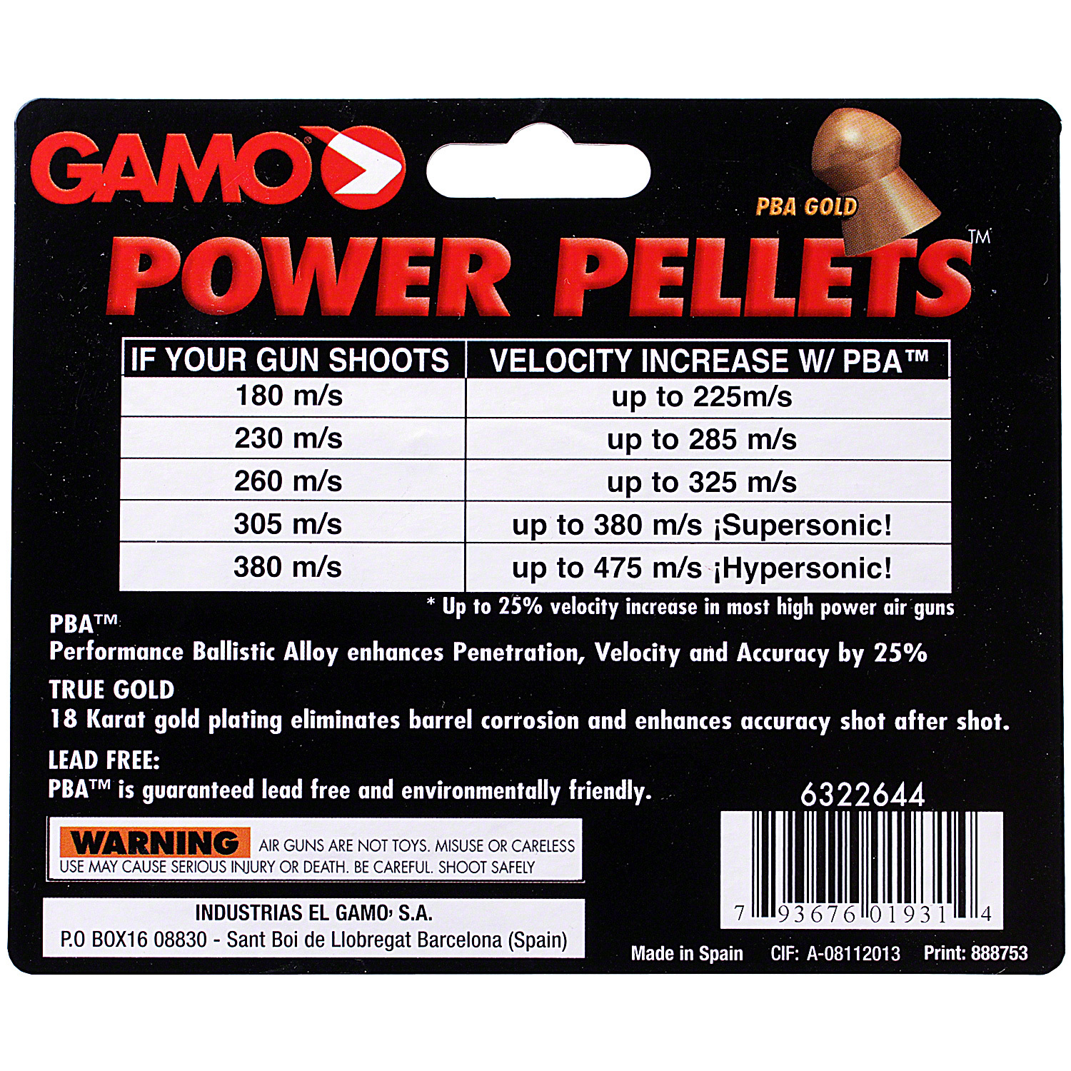 Gamo Power Raptor Lead Free Airgun Rifle Pellets .177 100 Pack Gold ...