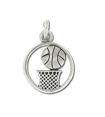 Sterling Silver Basketball & Hoop Pendant | eBay
