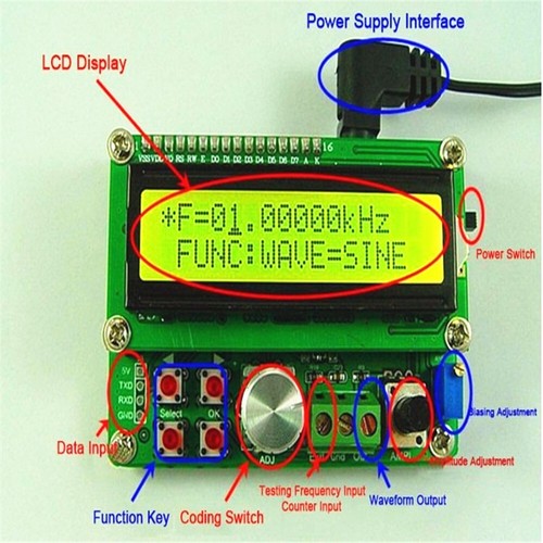 Generator Signal Module Sine/Triangle/Square Wave TTL Output DDS ...