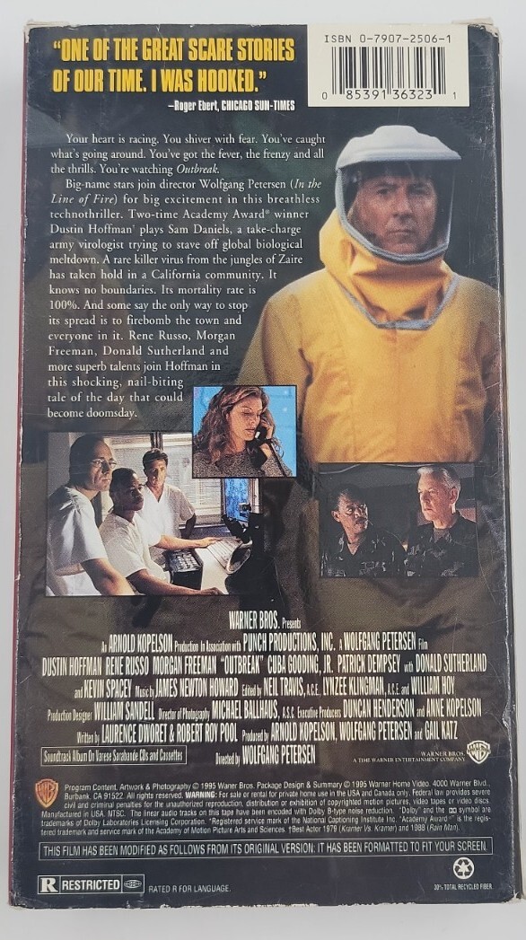Outbreak (VHS, 1995) Dustin Hoffman, Rene Russo, Morgan Freeman ...