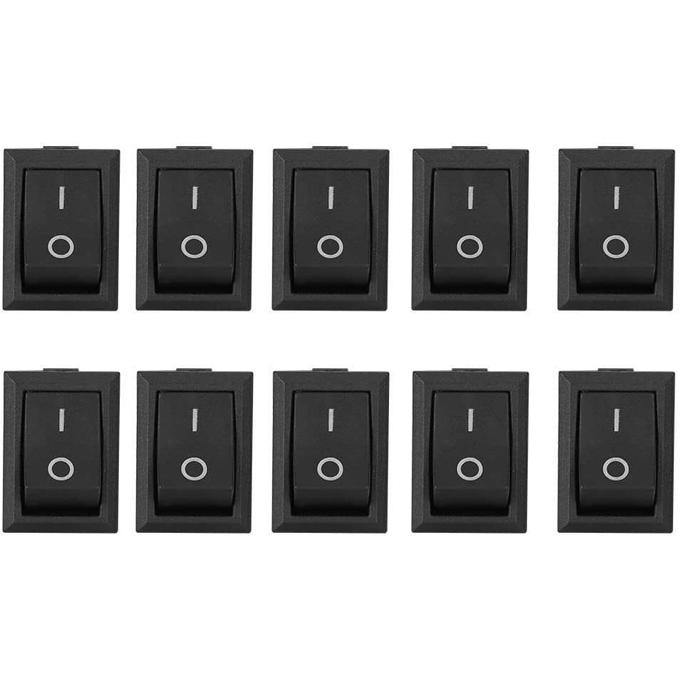 Black Mini Rocker Switch 10PCS 2 Pin ONOFF SPST 125VAC6A 250VAC3A DIY ...