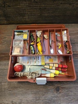 Vintage Old Pal 1040 Tackle Box Fishing Single Tray Loaded With Vintage ...