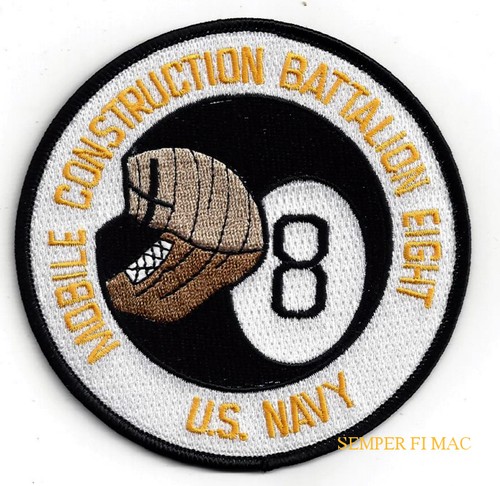 NMCB-8 PATCH US NAVAL MOBILE CONSTRUCTION BATTALION US NAVY SEABEES PIN ...