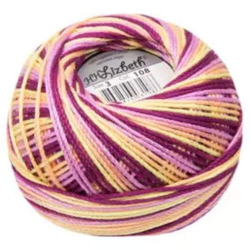 Lizbeth Egyptian Cotton Crochet Thread Size 3 Color 108 Sherbet Delight ...