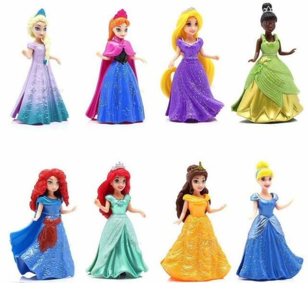 Magiclip Dolls Mattel Genuine X 8 Disney Princess Toys Anna Elsa Belle ...