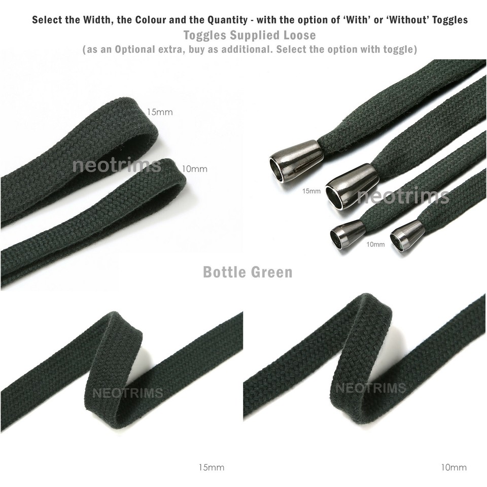 Drawstring Cord Cotton Hoodie String for Sweatshirt,10 & 15mm,Toggle ...