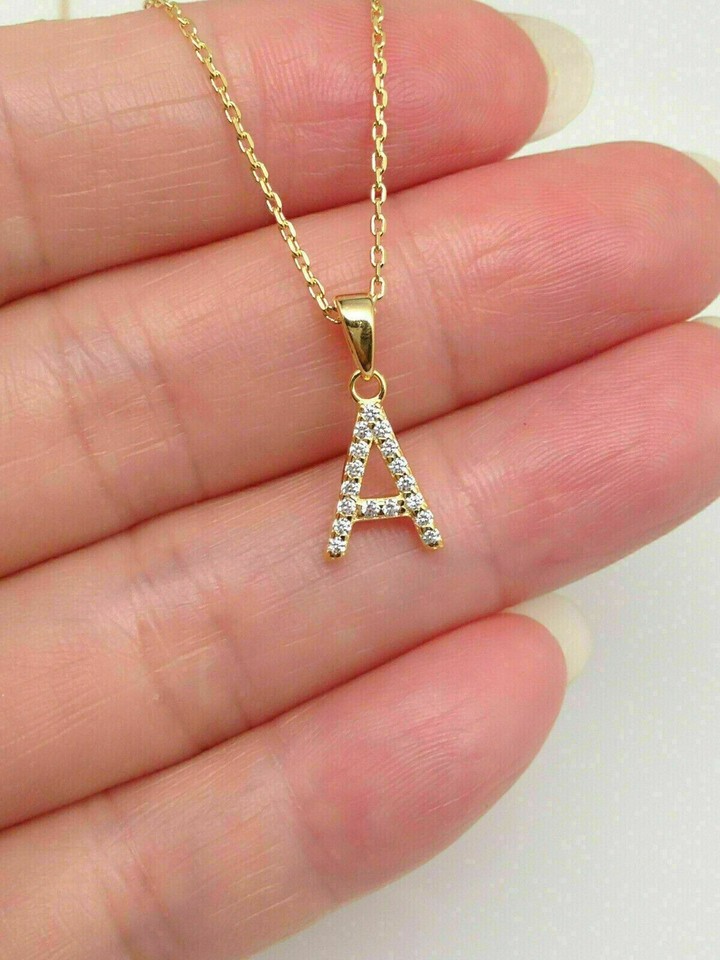 1 Ct Round Lab-Created Diamond Initial "A" Letter Pendant 14K Yellow ...