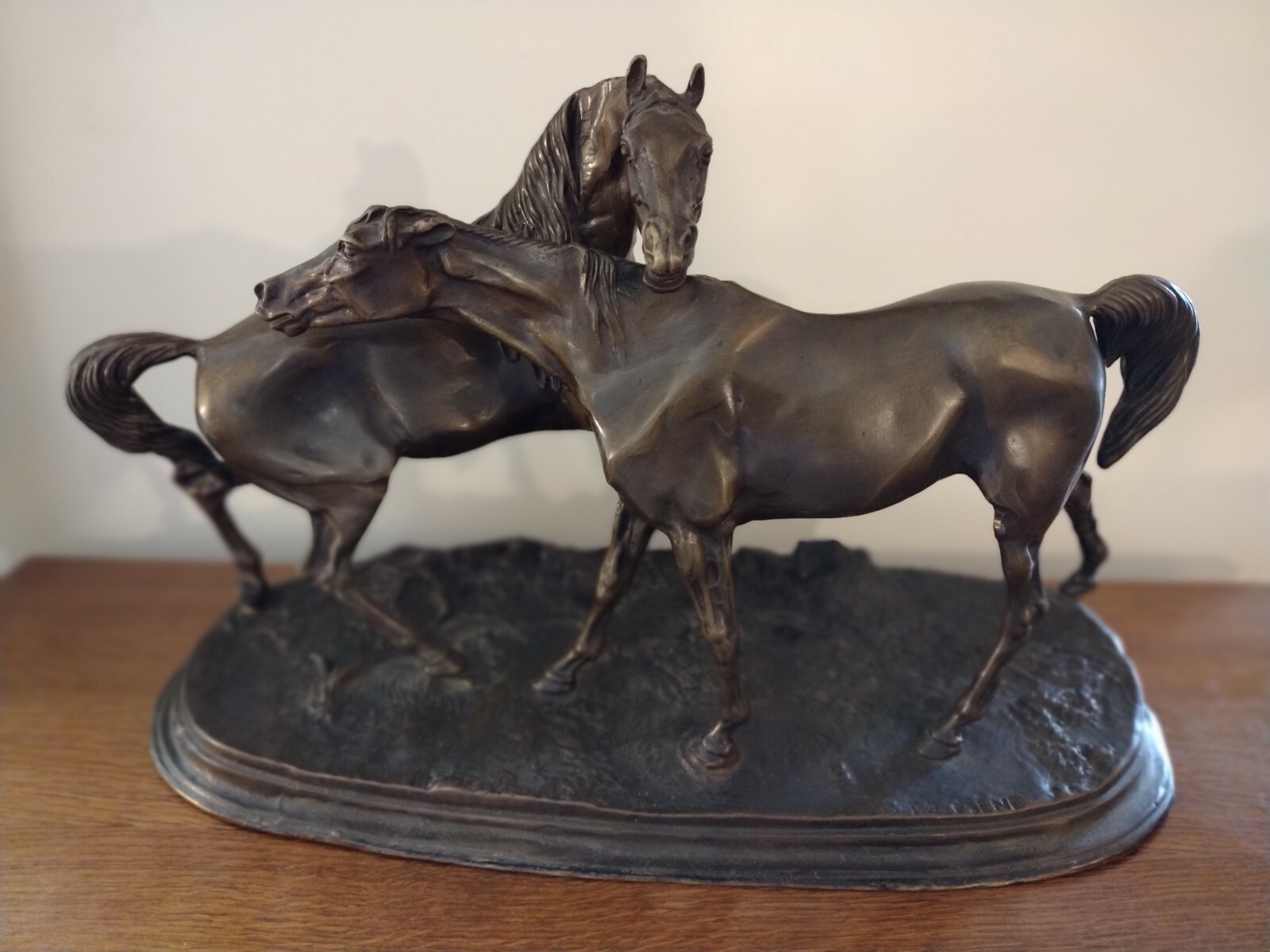 Pierre Jules Mene Bronze "L'Accolade" Statue of 2 Horses | eBay