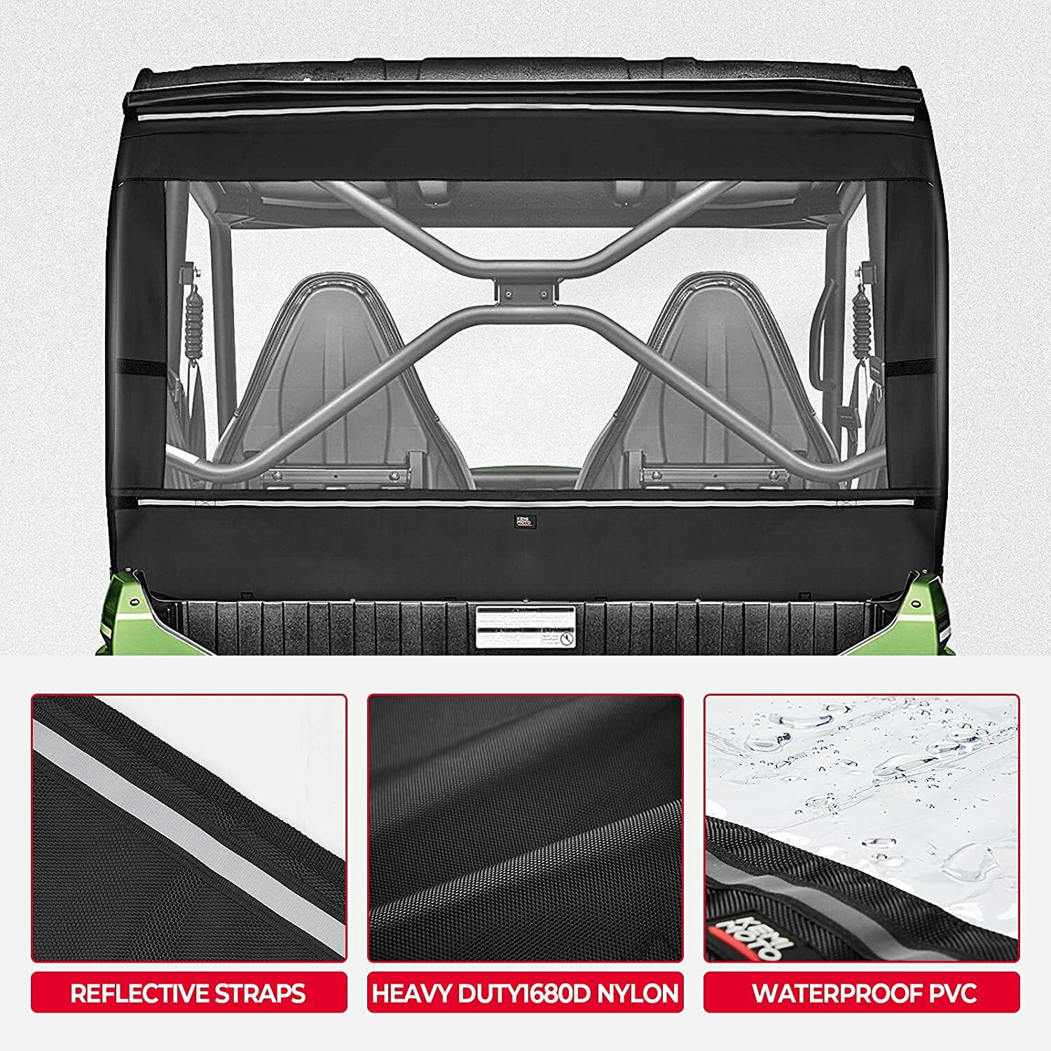 UTV Rear Window Windshield Back Windscreen for 2014-2024 Kawasaki TERYX ...
