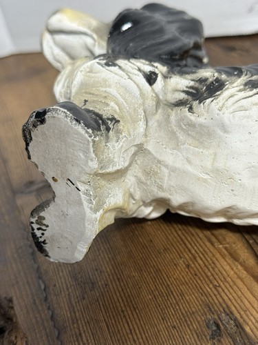 Vintage Chalkware Cocker Spaniel Black & White Dog Standing Decor (HW ...