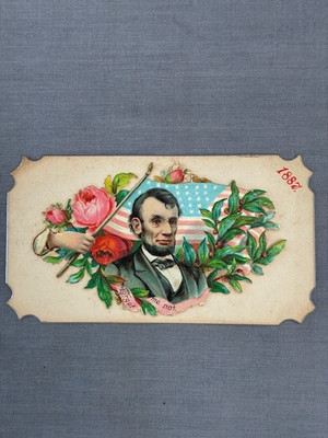 1887? 1888? Y95 Scrap pictures die cut small Abraham Lincoln Forget Me ...