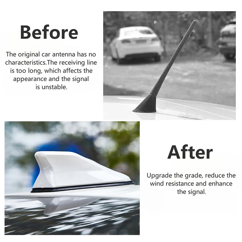 White Car SUV Big Shark Fin Signal Antenna FM/AM Radio Roof Aerial ...