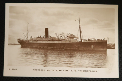 Aberdeen White Star Line SS Themistocles Postcard Steamship RPPC Ocean ...
