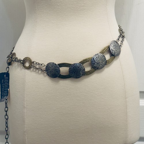 New Chico’s Afaka Belt Chain Mixed Metals Women’s Size M/L Geometric ...