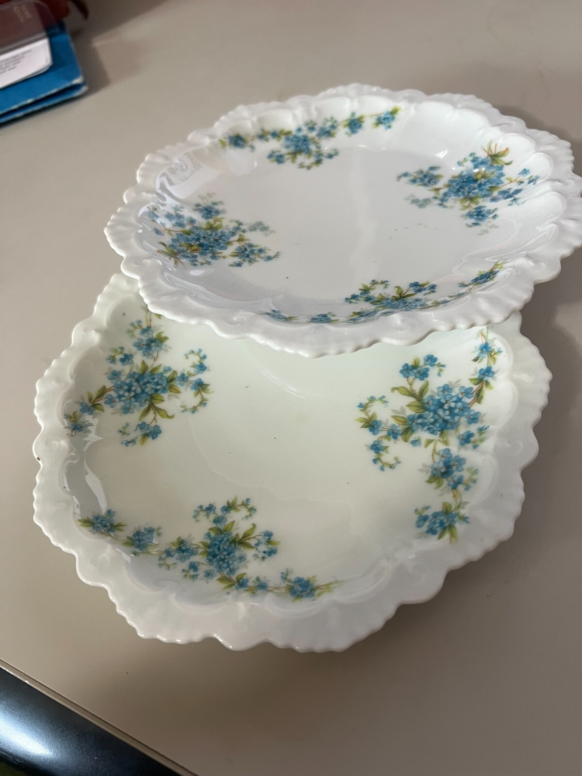 M Z Austria Vintage 6 3/8" Small Ruffled Plates with Blue Flowers | eBay