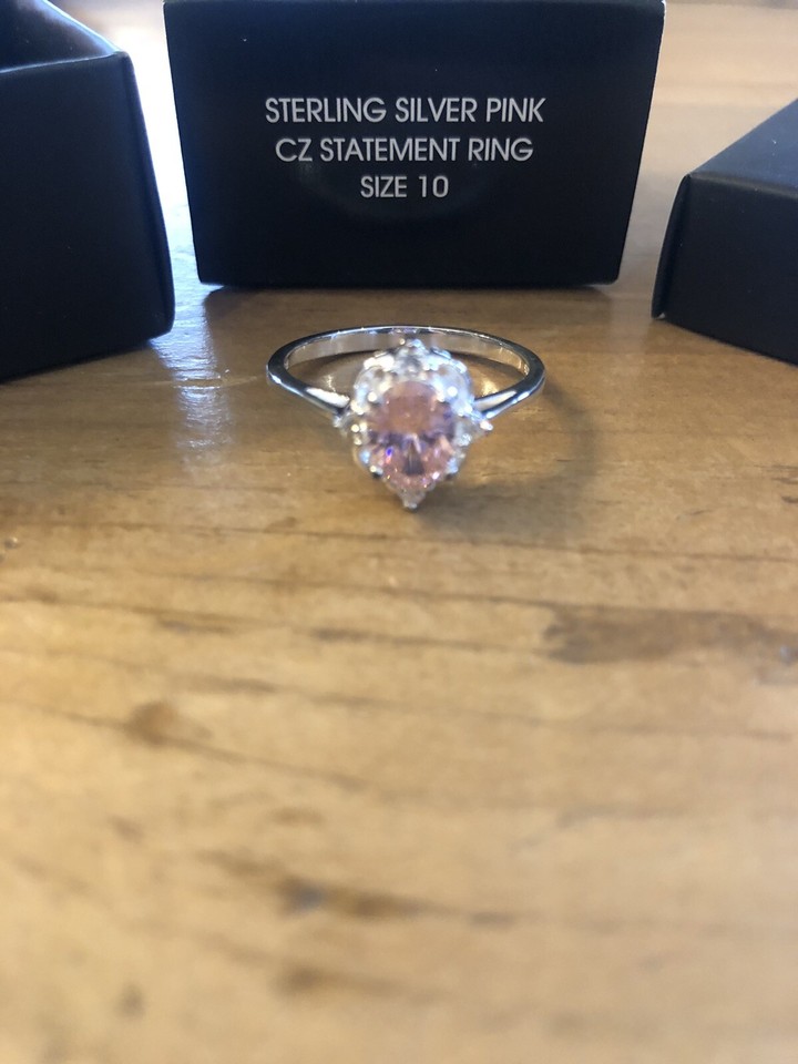 Avon Sterling 925 Avon Pink Ring with CZ Accents Size 10 Signed RJ 925 ...