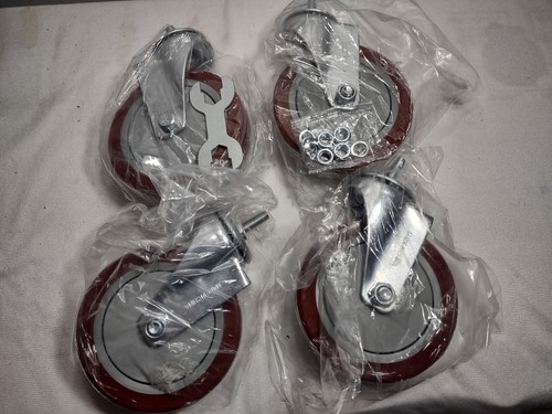 Finnhomy Swivel Caster Wheels 5 Inch Threaded Stem Casters Set of 4 ...