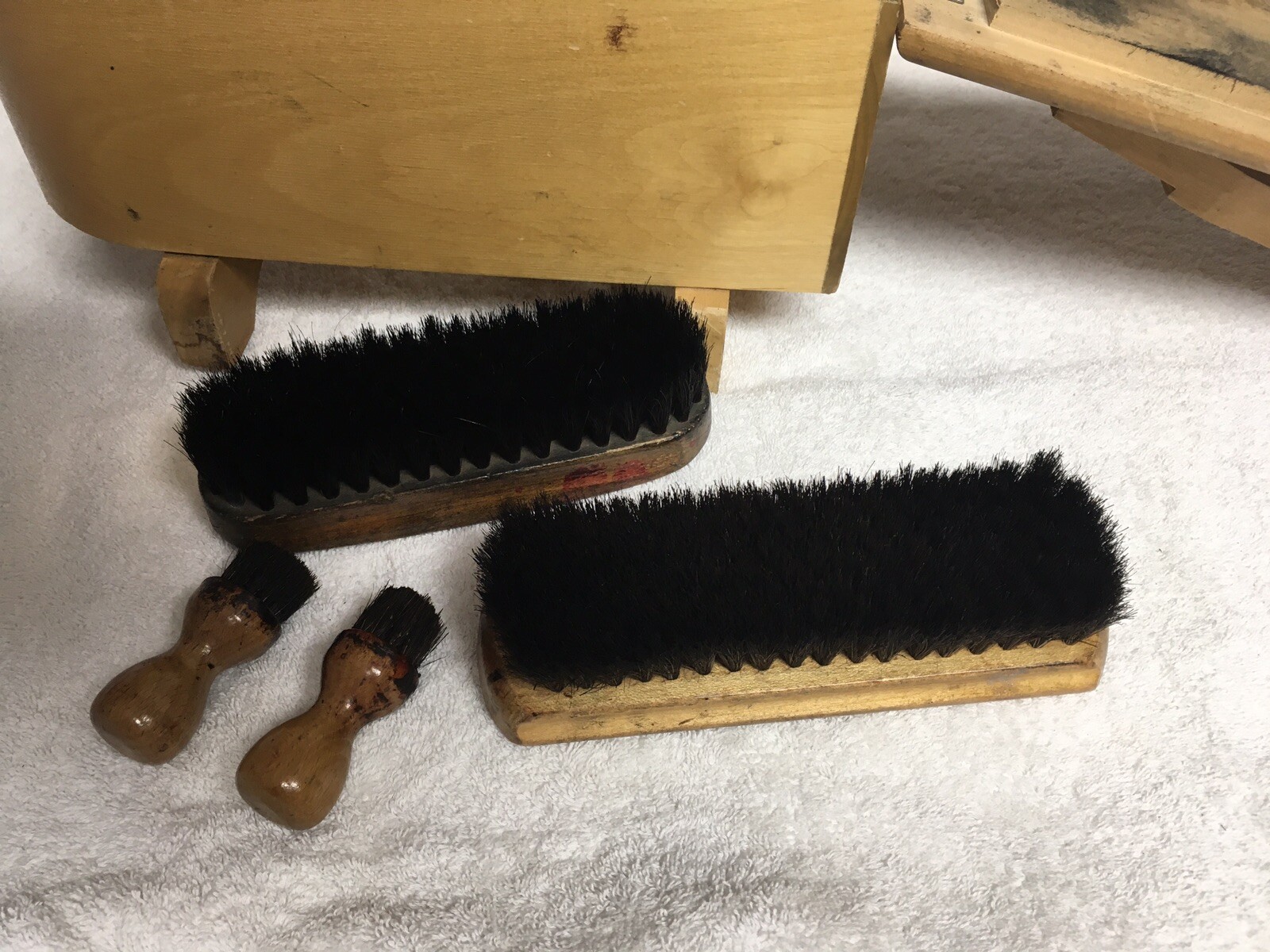 Antique Veneer Wooden Shoe Shine Storage Box Art Deco… - Gem