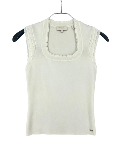 TED BAKER Women Casual Square Neck Short Sleeve White Blouse Size 0 ...