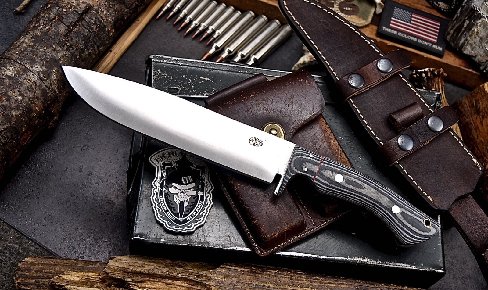 CFK IPAK Handmade D2 Custom MICARTA Bushcraft Chopper Camping Hunting ...