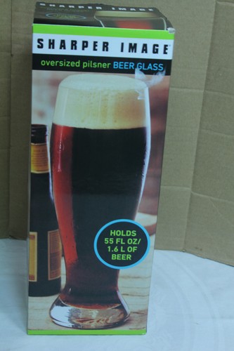 NEW SHARPER IMAGE OVERSIZED PILSNER BEER GLASS 55 FL OZ NOVELTY GAG ...