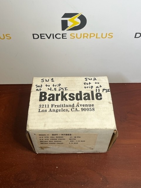 Barksdale D2T-H18SS Pressure Switch 1/4in 0.4-18psi 125/250/480v-ac NEW ...