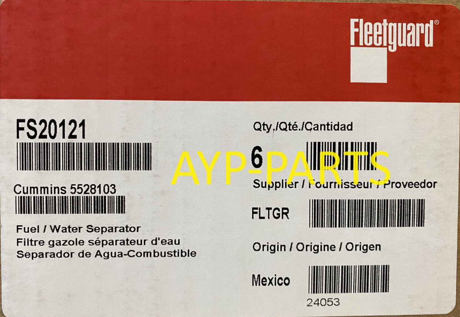 FLEETGUARD FS20403 - Fuel filter cross reference
