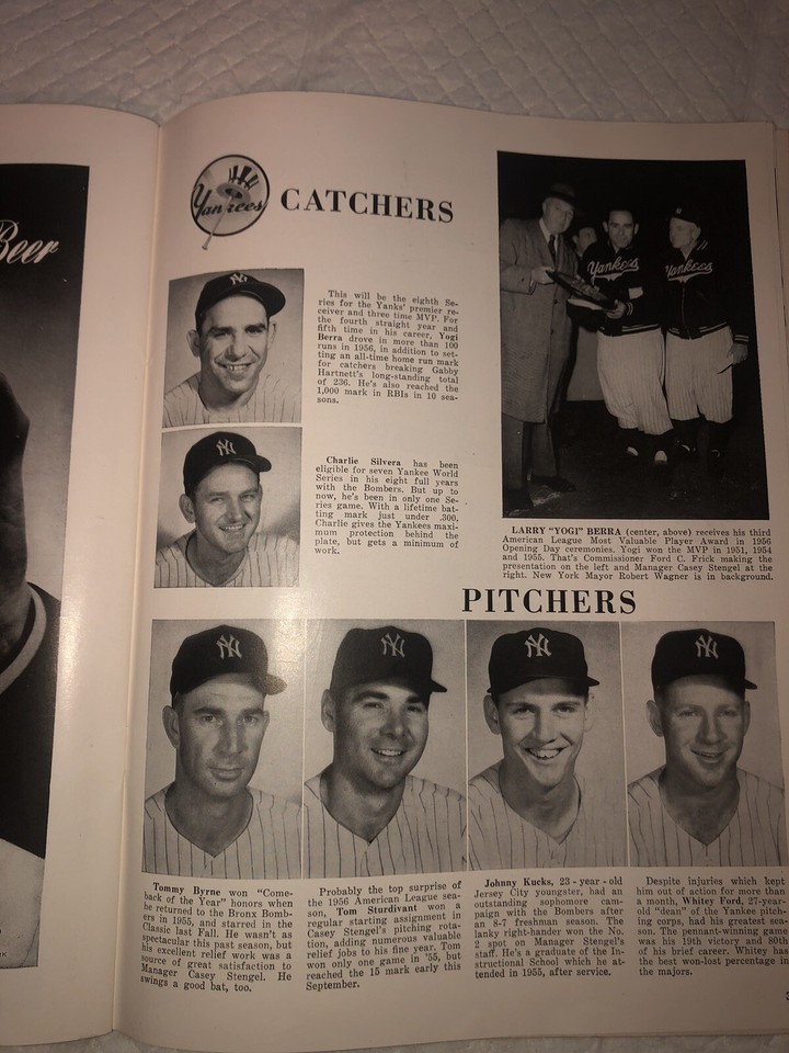 1956 NEW YORK YANKEES BROOKLYN DODGERS OFFICIAL WORLD SERIES PROGRAM ...