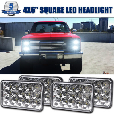 4PC 4x6" LED Headlights Fit Chevy C10 Pickup truck 1980 1982 1983 1984 ...