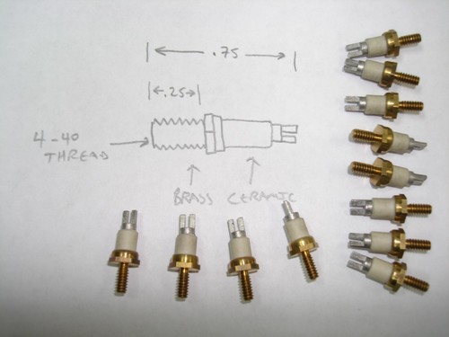 12x 4-40 Vintage Brass Ceramic Turret Standoff Solder Terminal Tube Amp ...