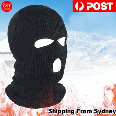 3 Holes Black Balaclava SAS Style Windproof Mask Neck Warmer Ski Hat ...
