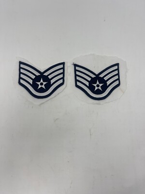 1 PAIR SEW ON USAF Air Force Rank Patch STAFF SERGEANT E-5 BLUE MALE ...