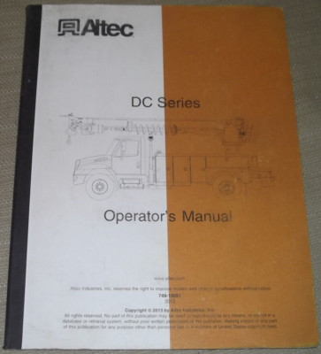 ALTEC DC SERIES DERRICK OPERATOR OPERATION OWNERS MANUAL BOOK | eBay