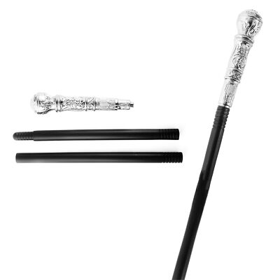 SILVER PIMP CANE PROP DANCE VICTORIAN WALKING STICK GANGSTER SHOWMAN ...