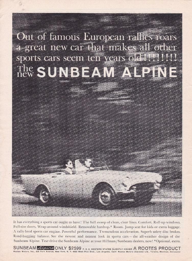 1960 Sunbeam Alpine Ad / "The new Sunbeam Alpine" | eBay