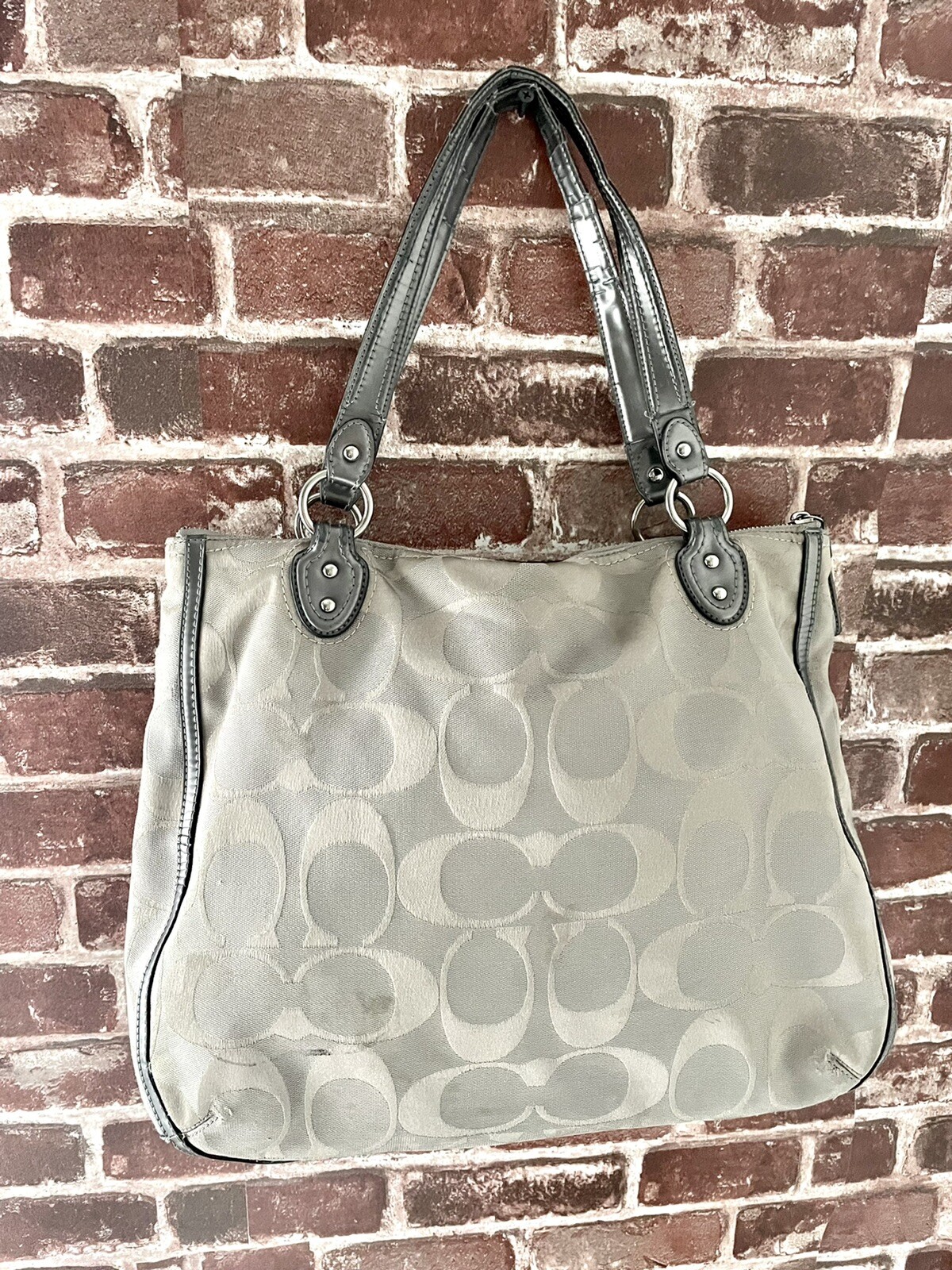 Coach Large Logo Tote Silver Beige | eBay