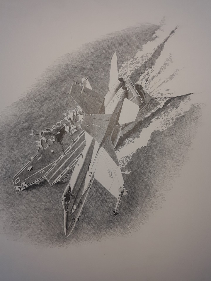 Military Navy Jet Pencil Drawing Illustration Dick Kramer Original 1983 ...