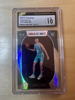 Lamelo Ball 2020-21 Panini Hoops Premium Box #223 Rookie 124/199 PSA 10 ...