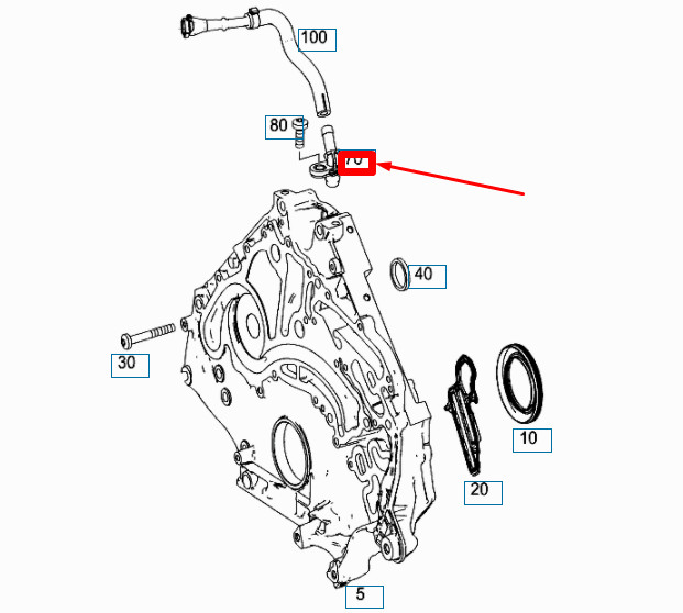MERCEDES-BENZ ML W166 TIMING CASE HOSE FITTING A0099972972 ORIGINAL for ...
