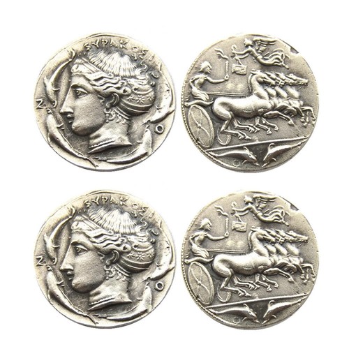 2XBrass Ancient Greece Commemorative Silver Coin of Agathokles Syracuse ...