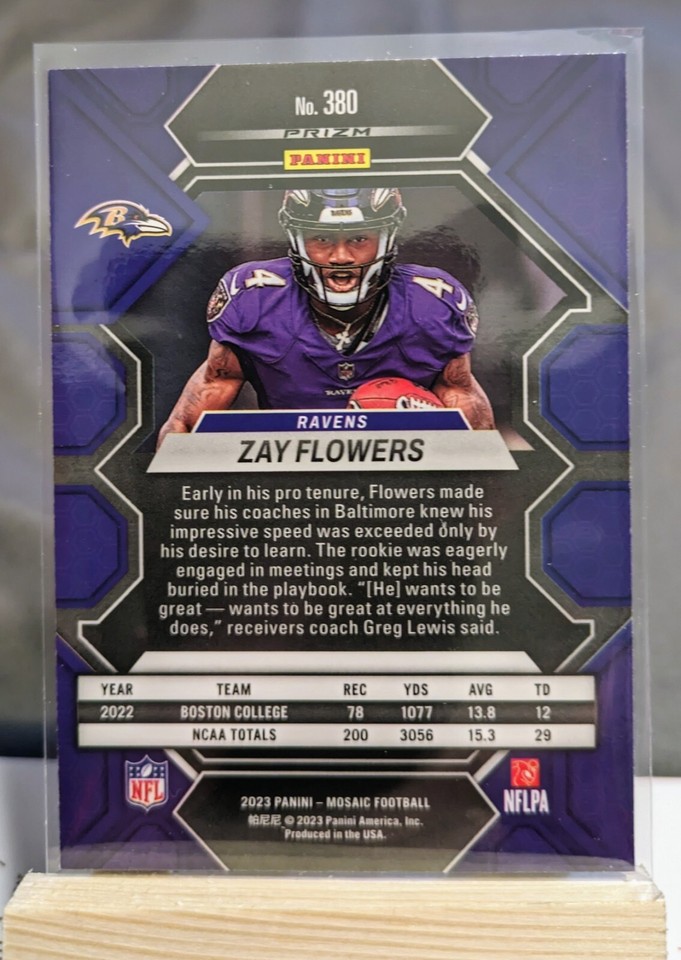 2023 Mosaic Zay Flowers Green Prizm Rookie RC Baltimore Ravens WR | eBay