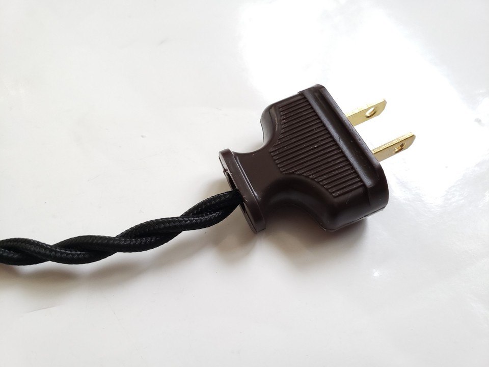 5 PACK Vintage Brown Antique Style Electrical Plug Cloth Covered Wire ...