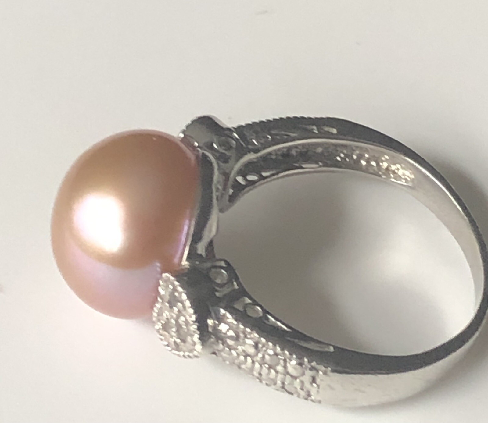 Sterling Silver LUC 925 Signed RING SIZE 6.5 Freshwater Pearl Heart ...