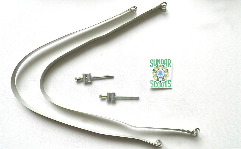 LAMBRETTA GP,LI,SX,TV.GREEN PRIMED STEEL TANK STRAPS 63cm +ZINC PLATED ...