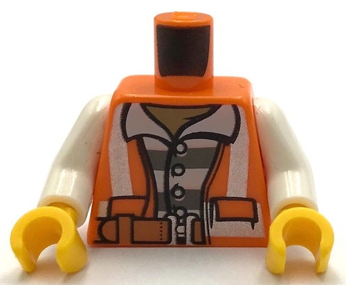Lego New Orange Minifig Torso Town Prisoner Shirt w/ Prison Stripes ...