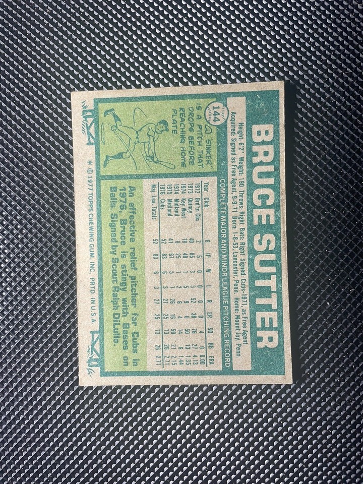 1977 TOPPS #144 BRUCE SUTTER CUBS ROOKIE | eBay